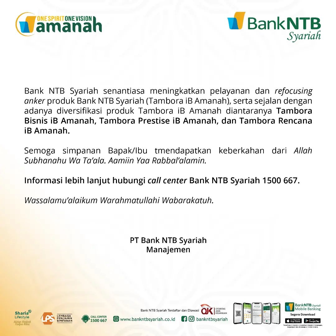 PT Bank NTB Syariah - Menebar Berkah, Membangun Kepercayaan