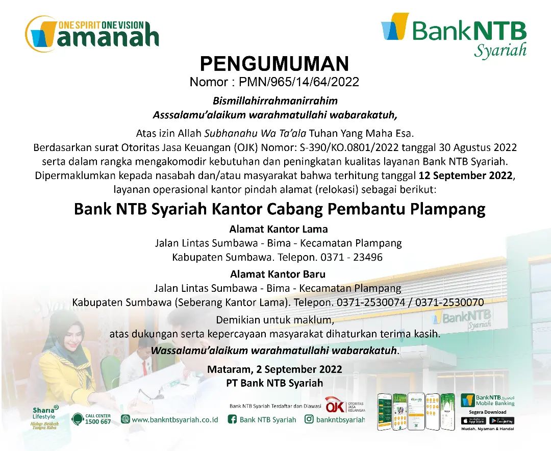 PT Bank NTB Syariah - Menebar Berkah, Membangun Kepercayaan