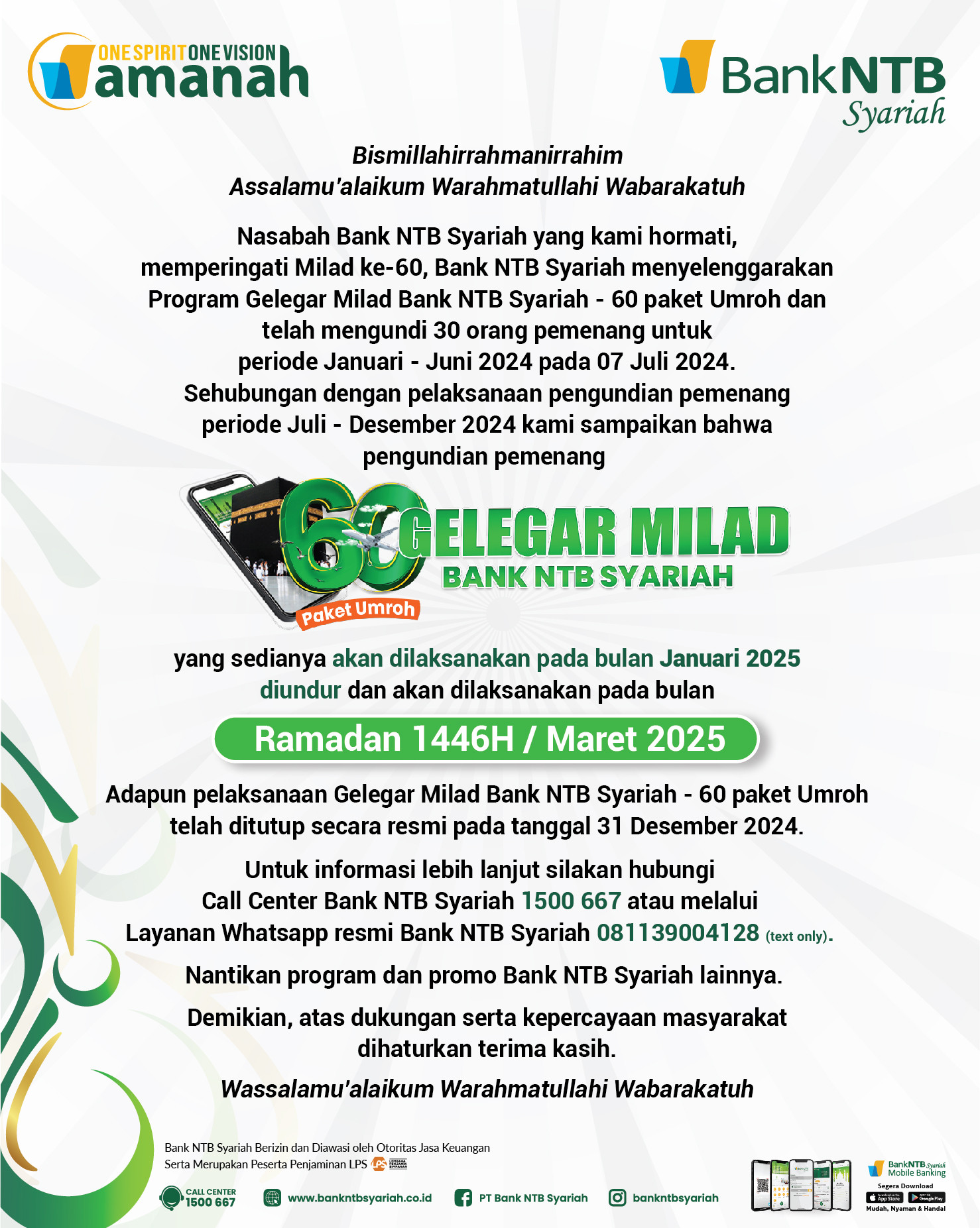PT Bank NTB Syariah - Menebar Berkah, Membangun Kepercayaan