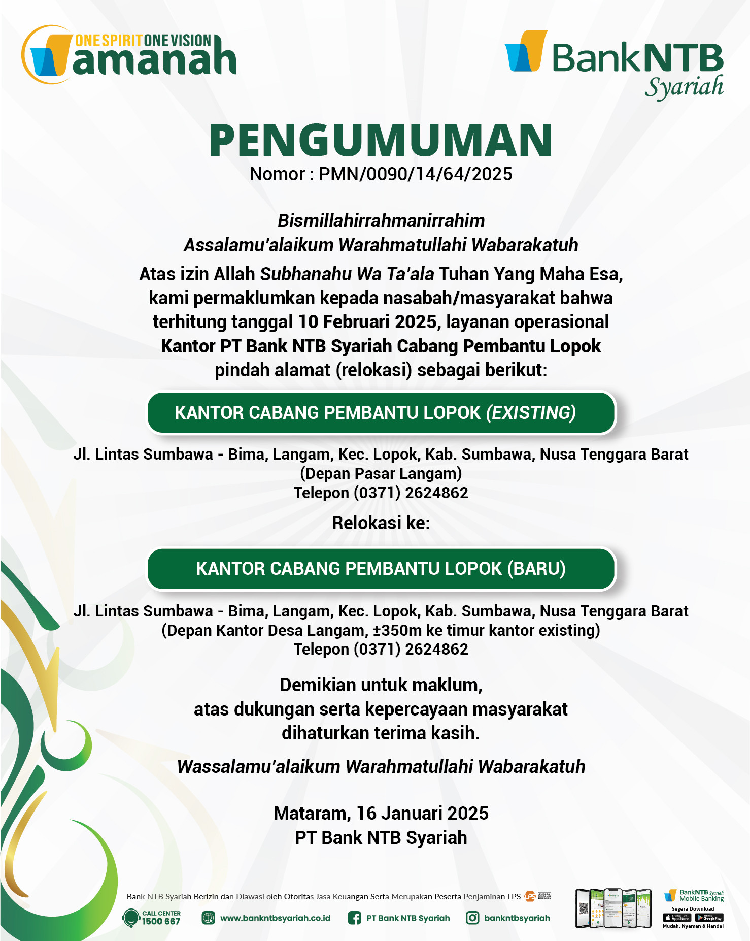 PT Bank NTB Syariah - Menebar Berkah, Membangun Kepercayaan