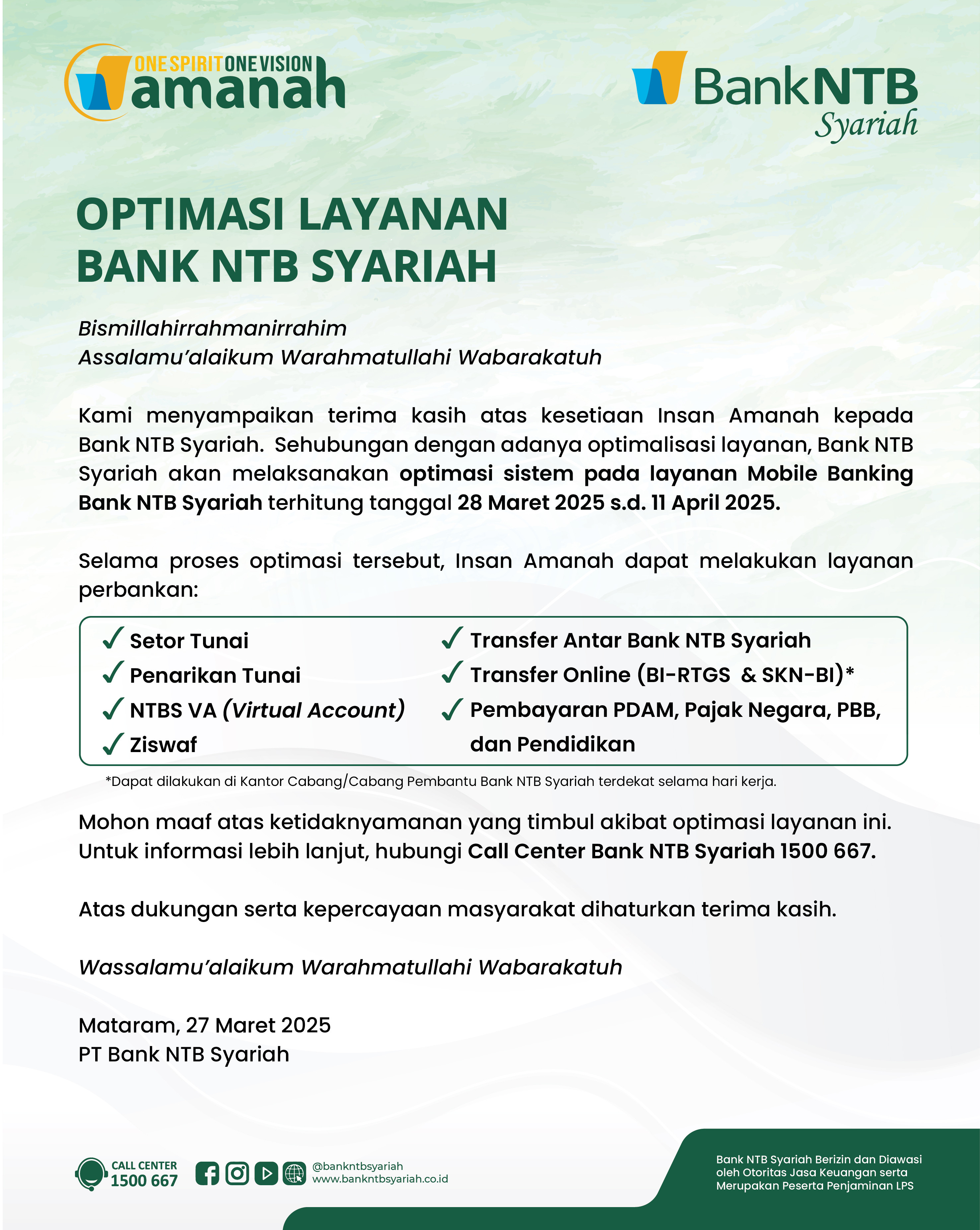 PT Bank NTB Syariah - Menebar Berkah, Membangun Kepercayaan