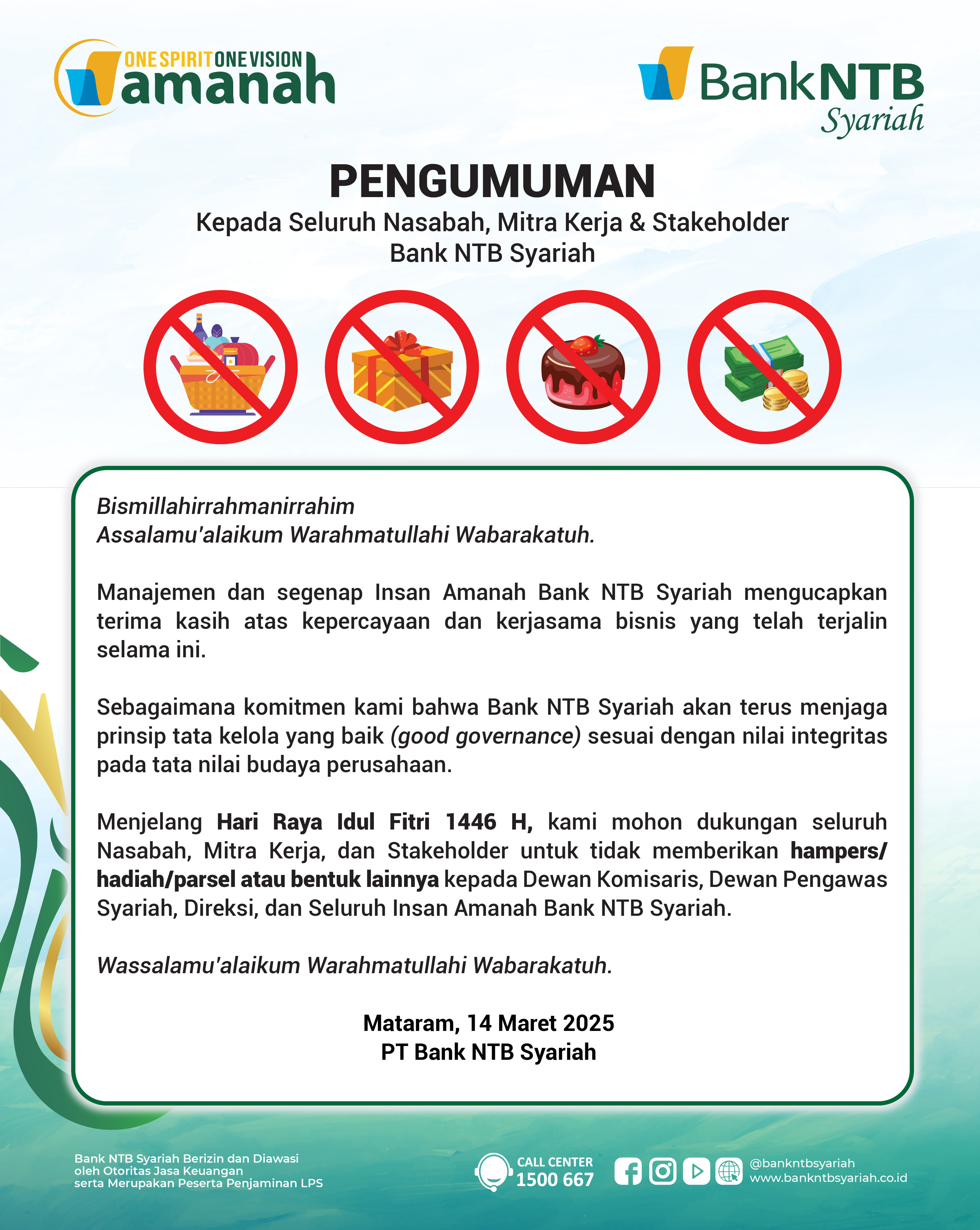 PT Bank NTB Syariah - Menebar Berkah, Membangun Kepercayaan